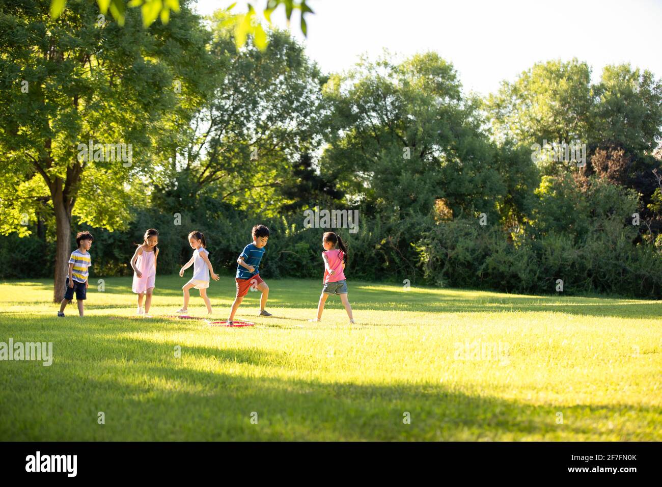 Happy children playing on meadow Stock Photo - Alamy