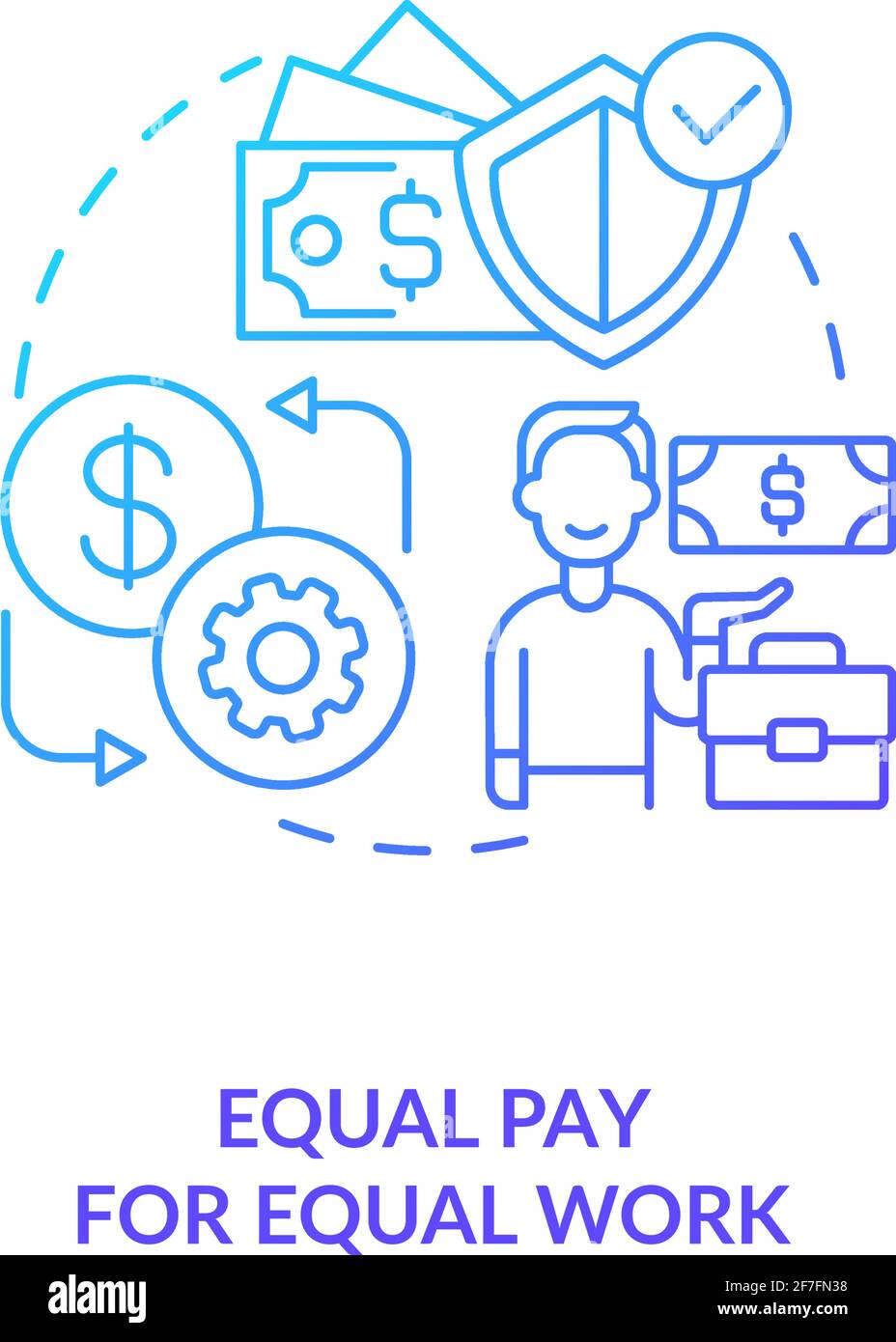 Equal pay for equal work blue gradient concept icon Stock Vector Image ...