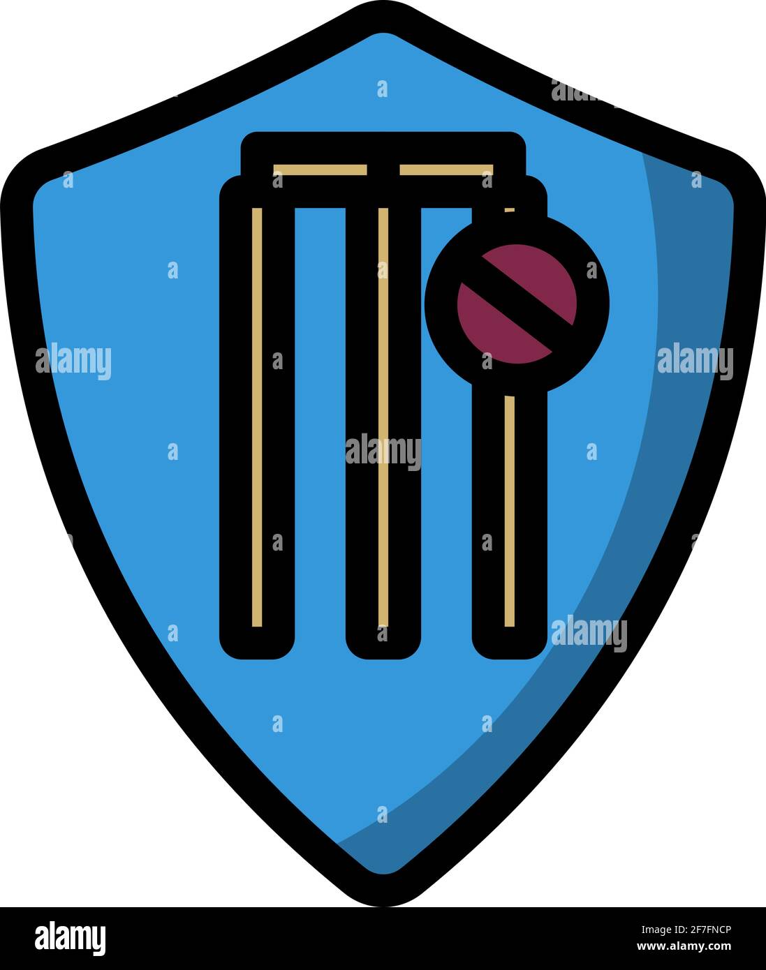 Cricket Shield Emblem Icon. Editable Bold Outline With Color Fill ...
