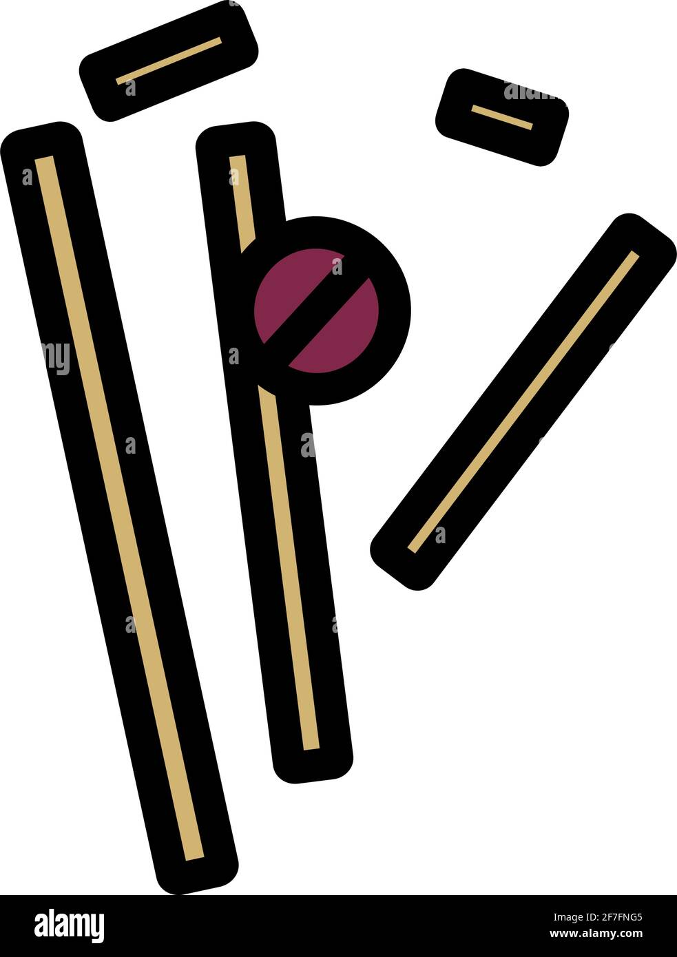 Cricket Wicket Icon. Editable Bold Outline With Color Fill Design ...
