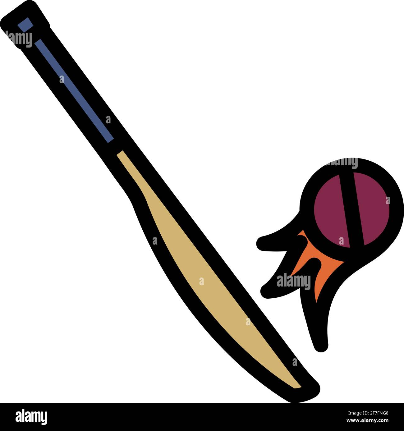 Cricket Bat Icon. Editable Bold Outline With Color Fill Design. Vector ...