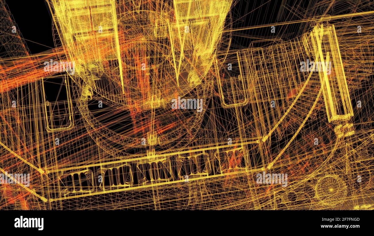 3d rendering - wire frame model of industrial buildings Stock Photo - Alamy