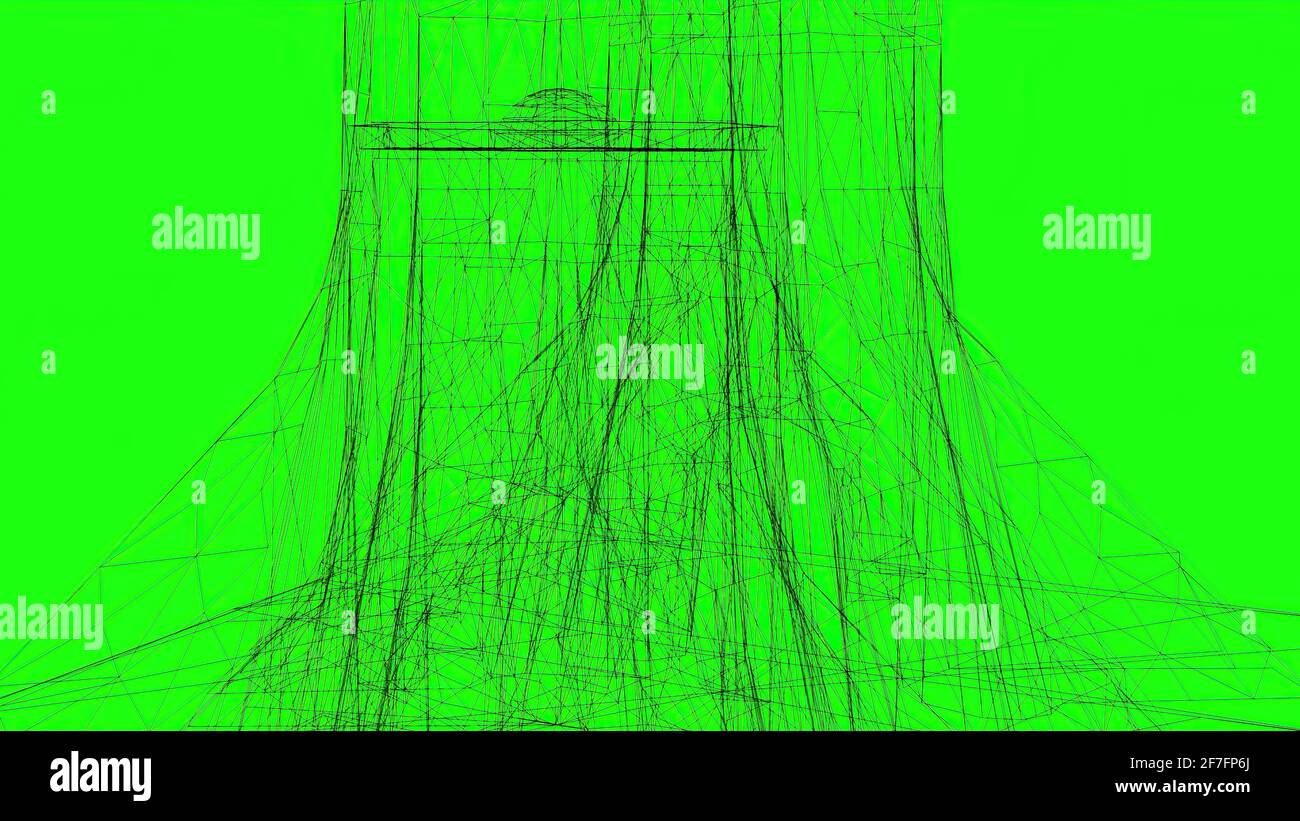 3d rendering - wire frame model of industrial buildings Stock Photo - Alamy