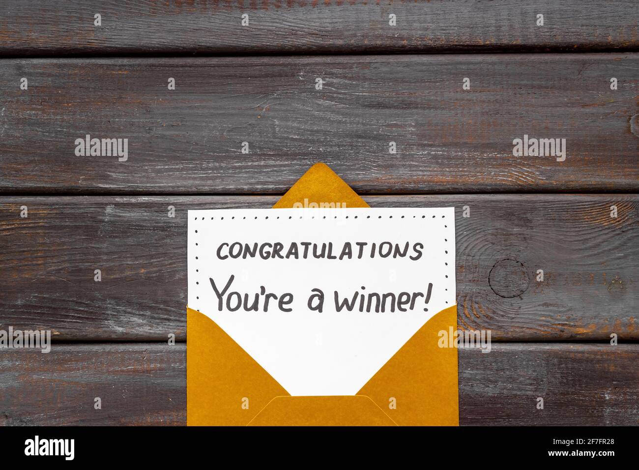 Award letter You Re A Winner in golden yellow envelope. Congratulations ...