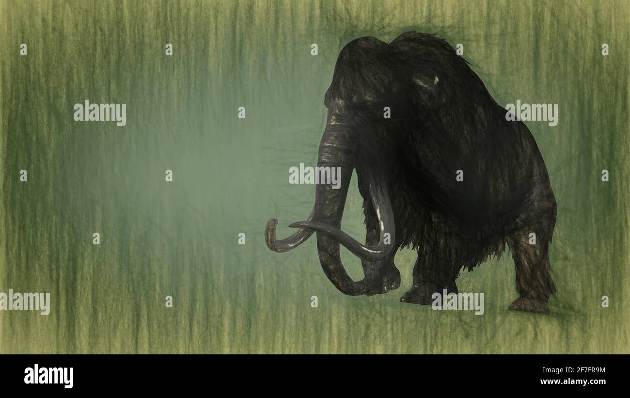 3D Rendering - Mammoth Attack Side on Green screen Stock Photo - Alamy