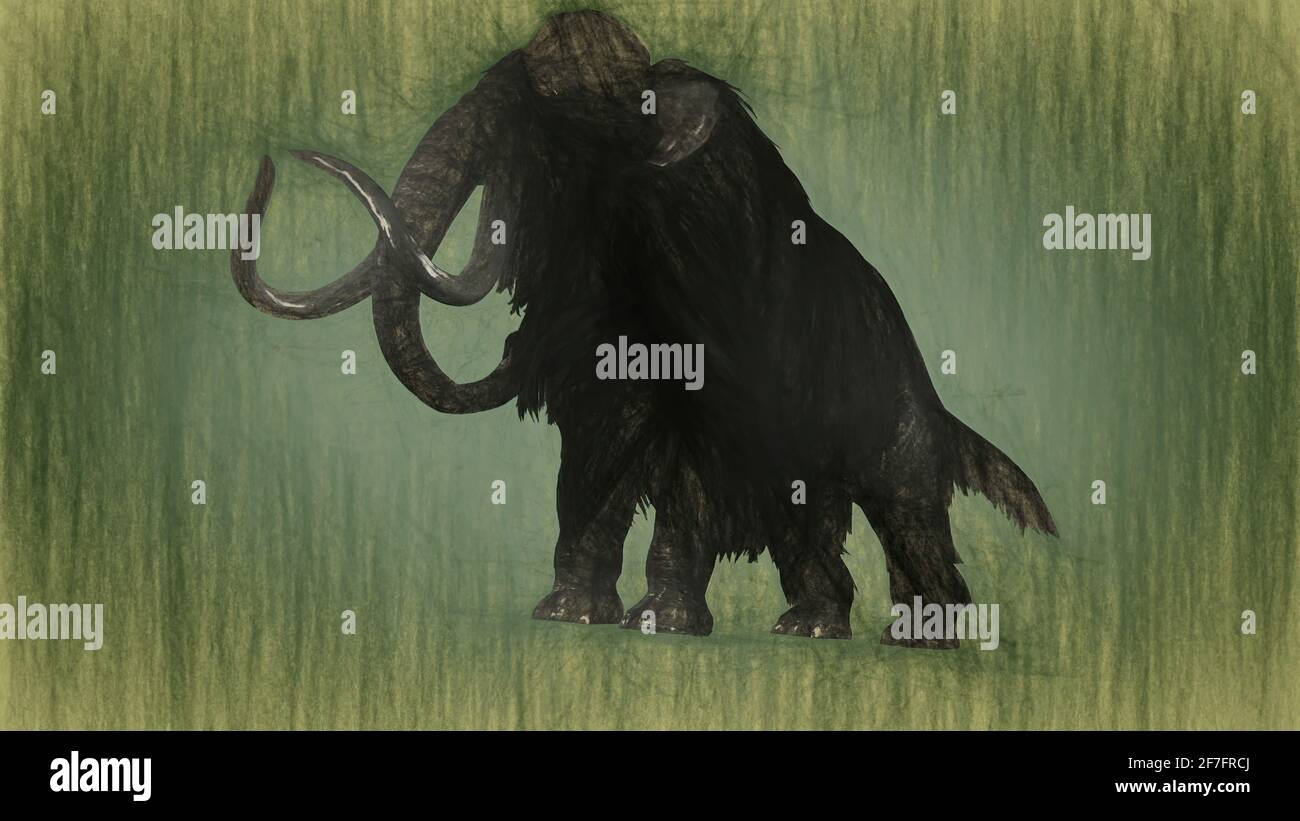 3D Rendering - Mammoth Attack Side on Green screen Stock Photo - Alamy