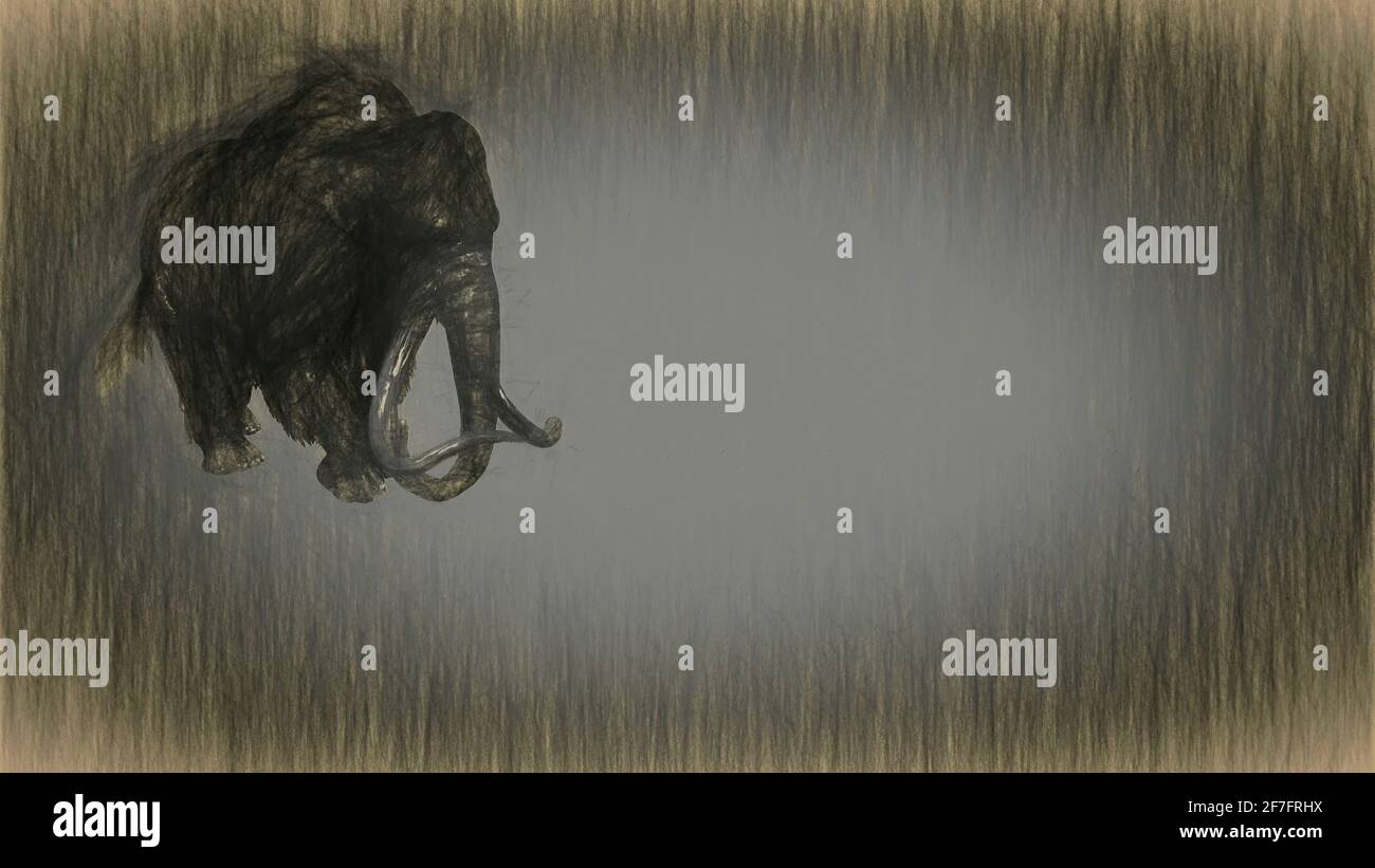 3D Rendering - Mammoth Attack Side on Green screen Stock Photo - Alamy