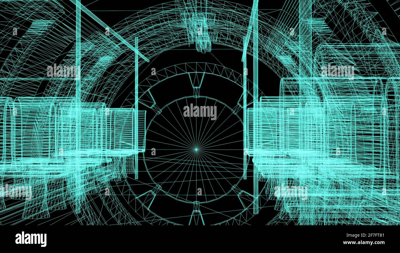 3d rendering - wire frame model of industrial buildings Stock Photo - Alamy