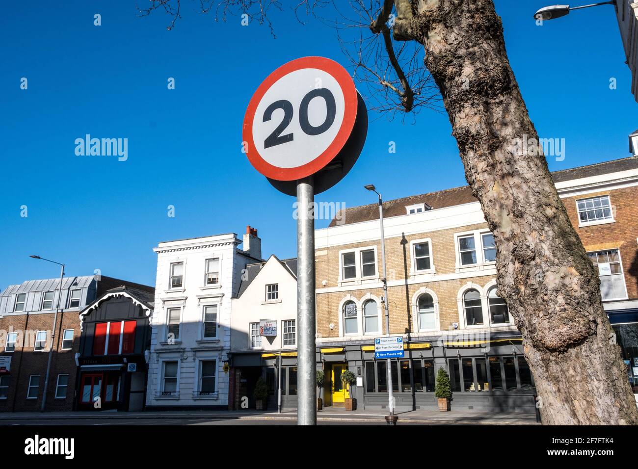 Kingston, London UK, April 7 2021, 20mph Road Speed Limit Traffic Sign ...