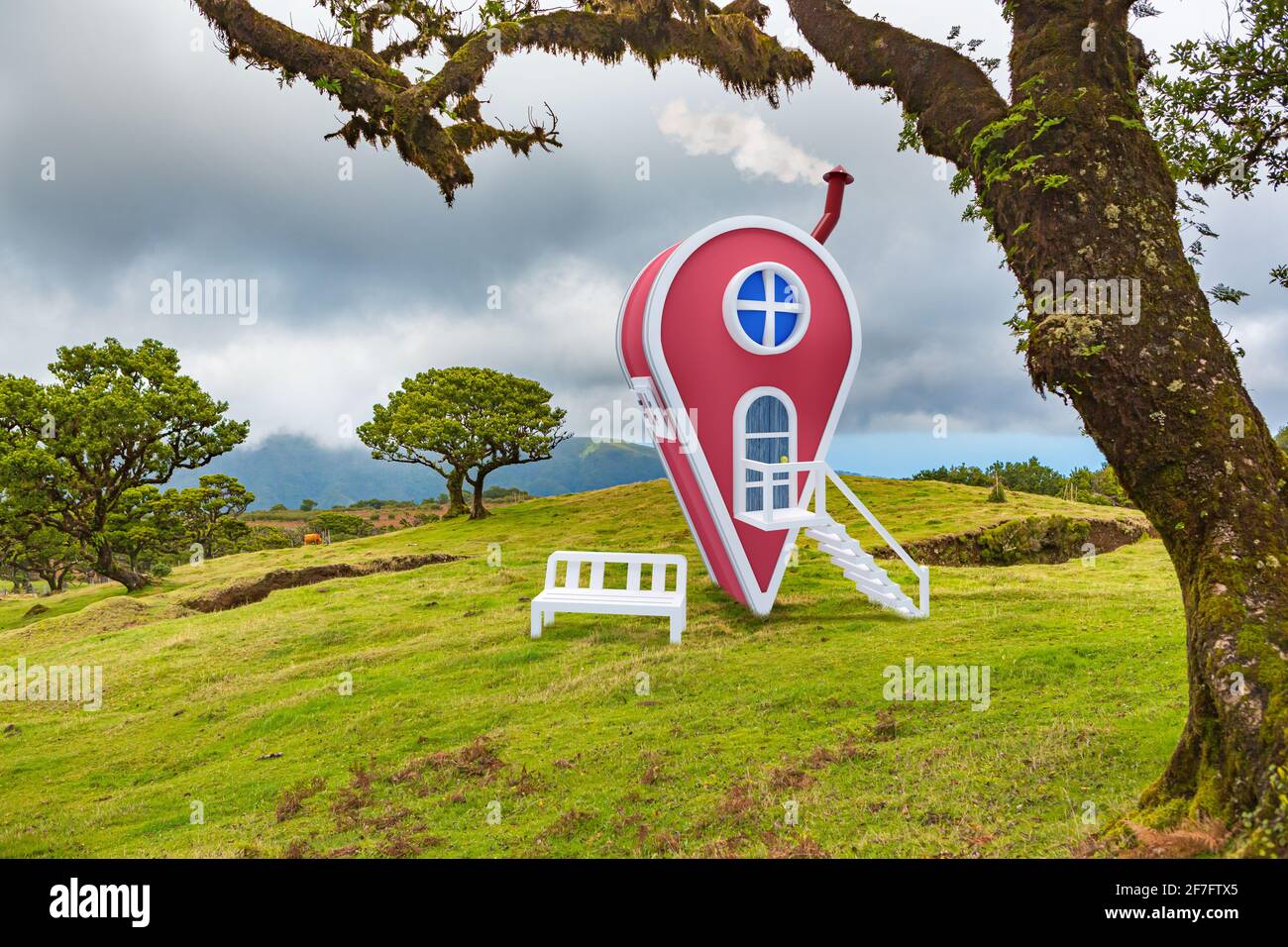 symbolic picture for navigation point in the mountainous landscape ...