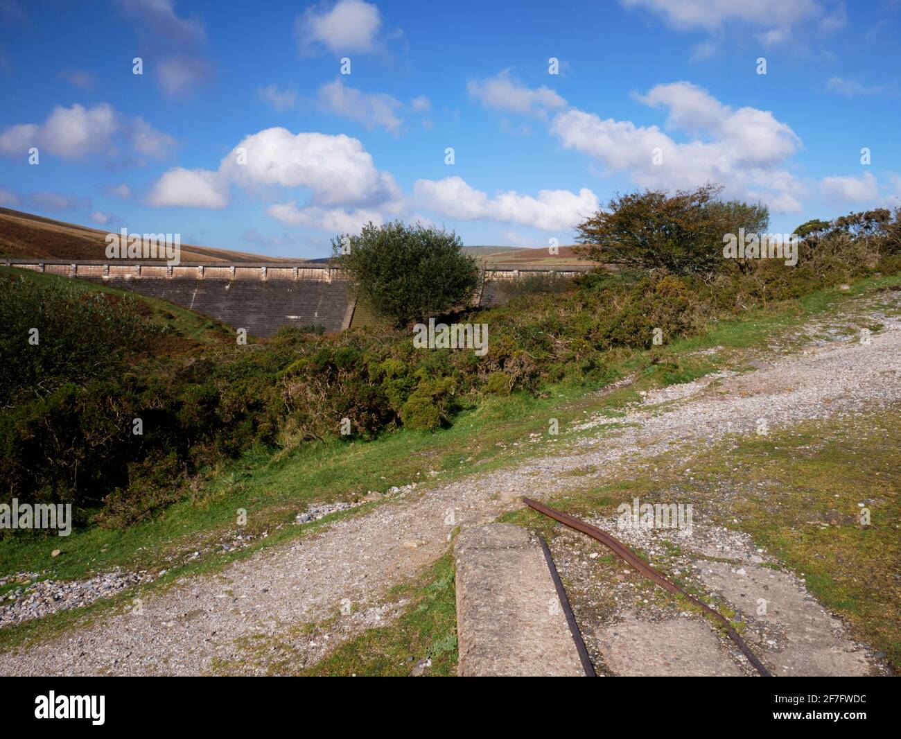 The Avon Dam, near South Brent, Dartmoor, Devon. Remains of mineral ...