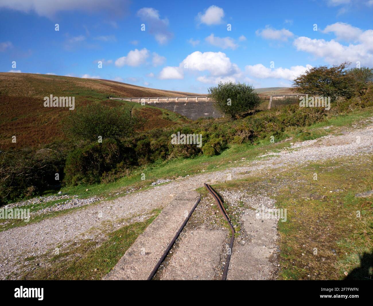 The Avon Dam, near South Brent, Dartmoor, Devon. Remains of mineral ...