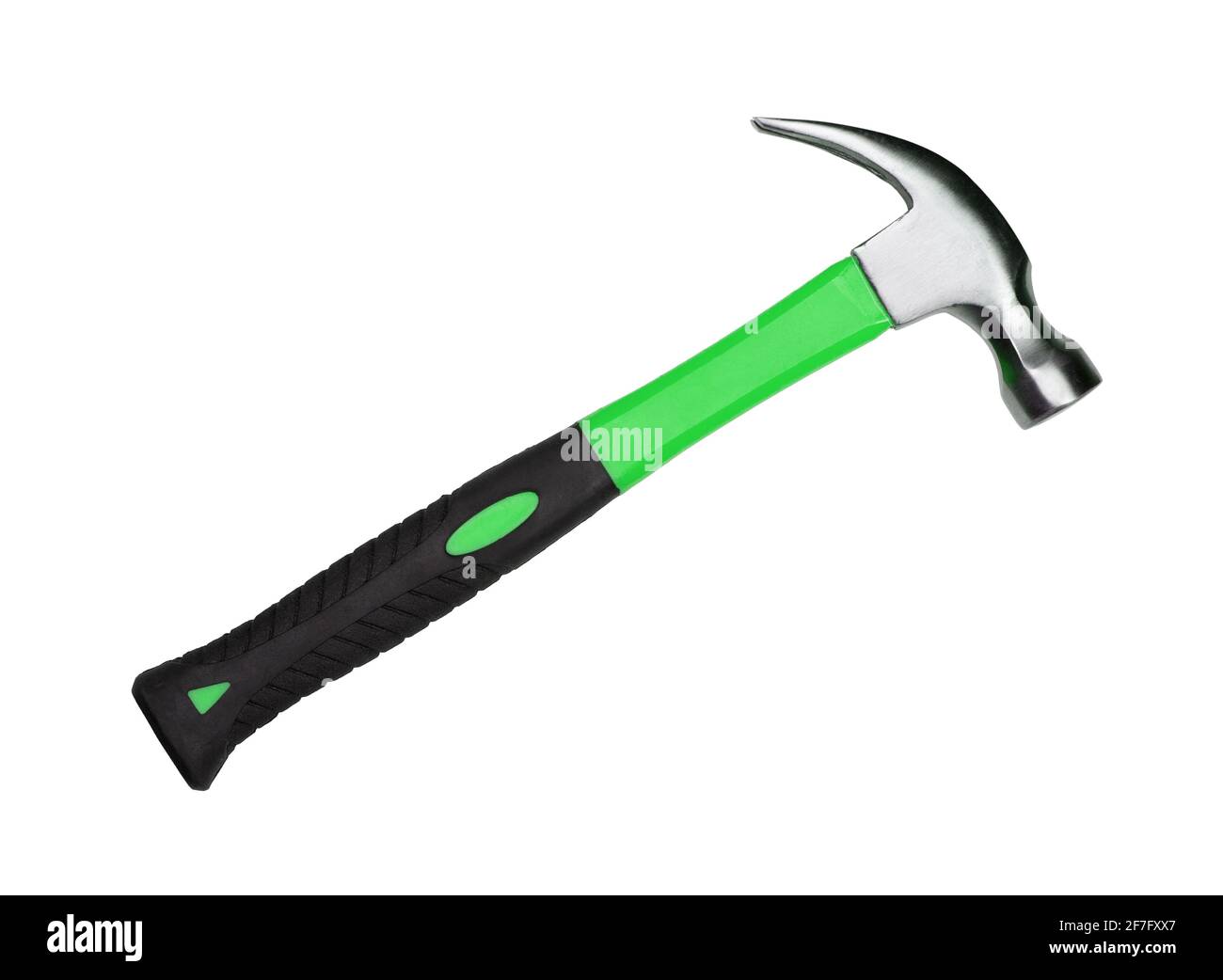 Hammer with green handle isolated on white Stock Photo - Alamy