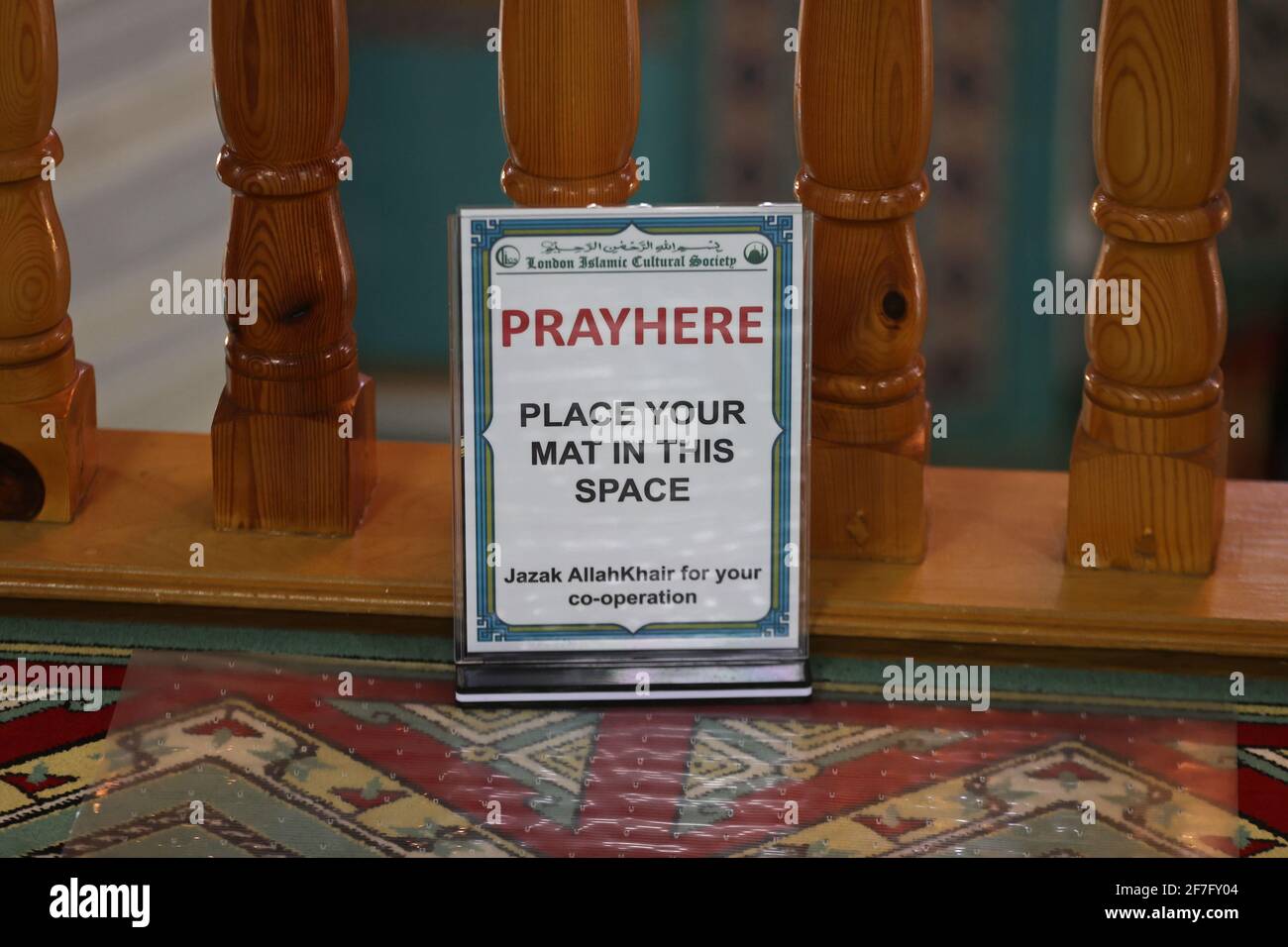 Signage at the London Islamic Cultural Society at Wightman Road Mosque ...