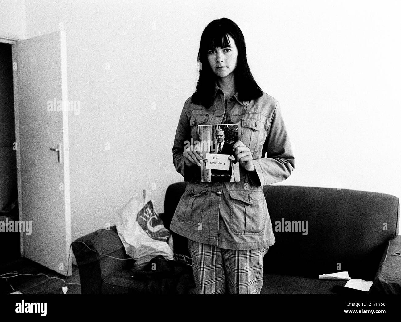 Gillian Wearing at home in her south London flat. June 1998Video artist ...