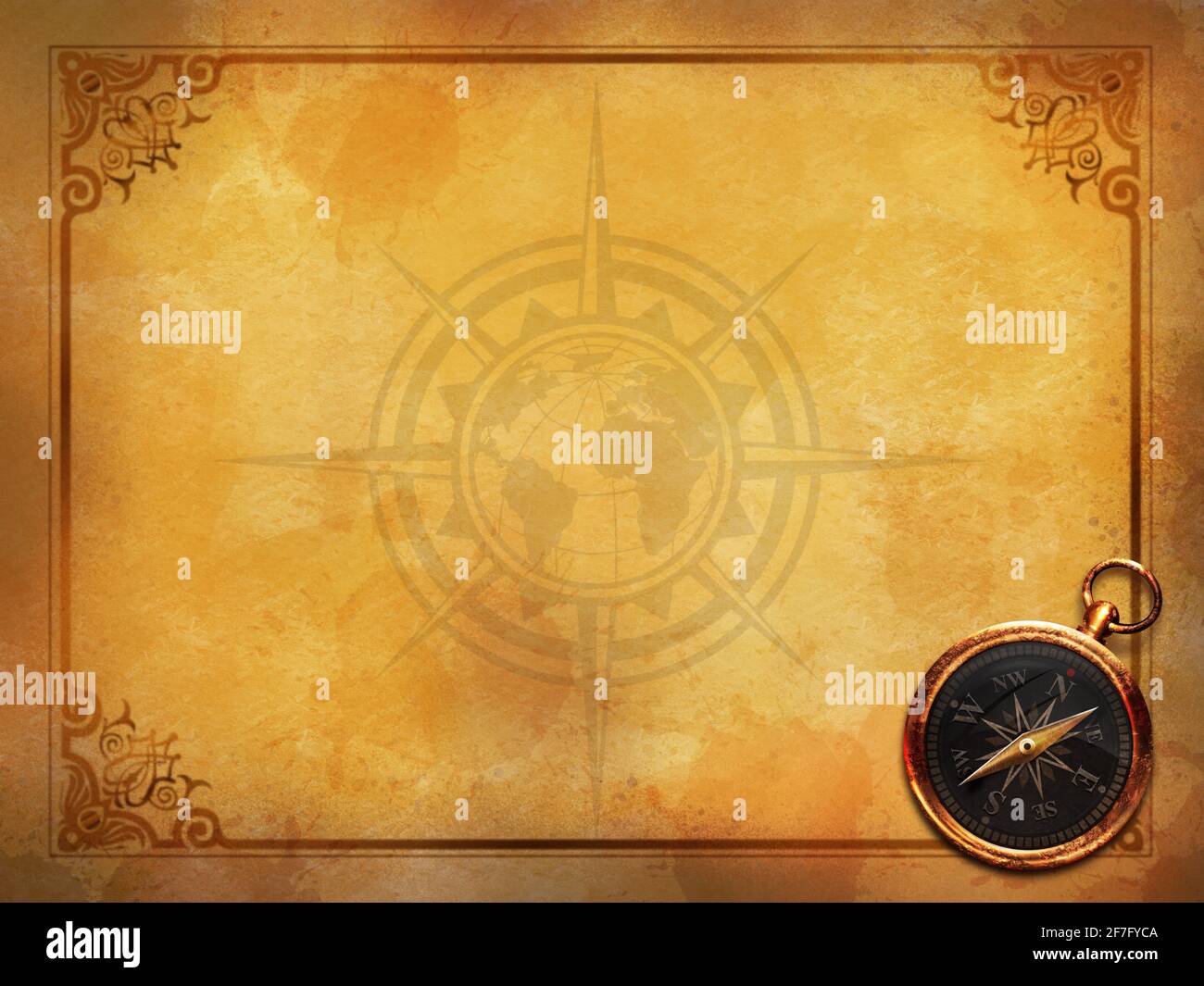 Template background old paper papyrus map compass navigation world ...
