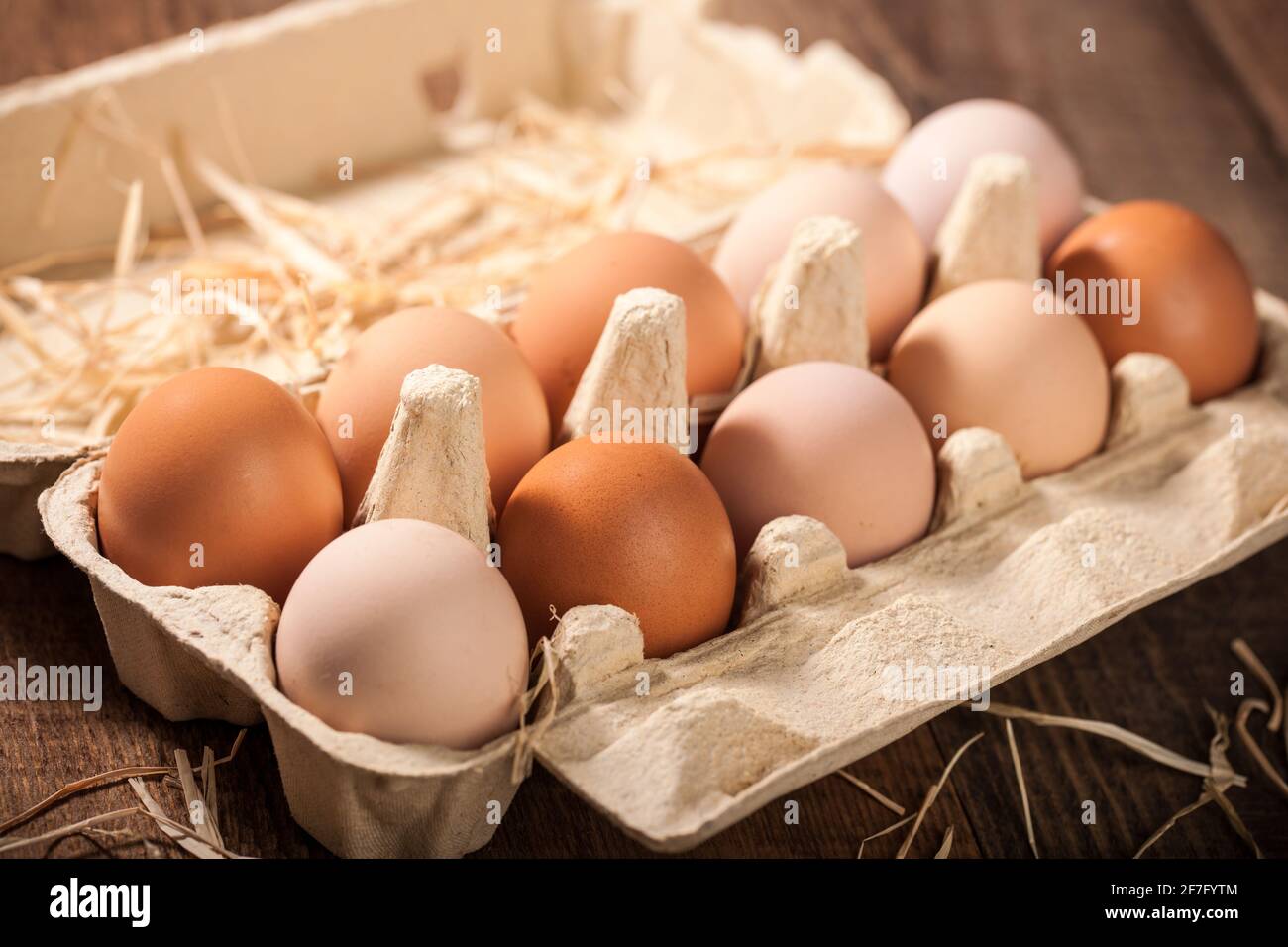 Fresh chicken eggs in cardboard box Stock Photo - Alamy
