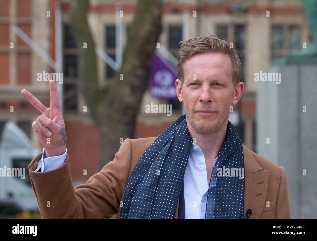 London, UK. 7th Apr, 2021. Actor Laurence Fox launches his bid to ...