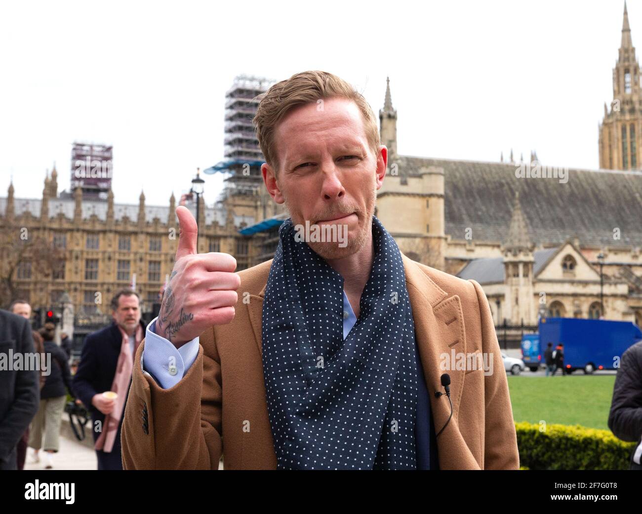 London, UK. 7th Apr, 2021. Actor Laurence Fox launches his bid to ...