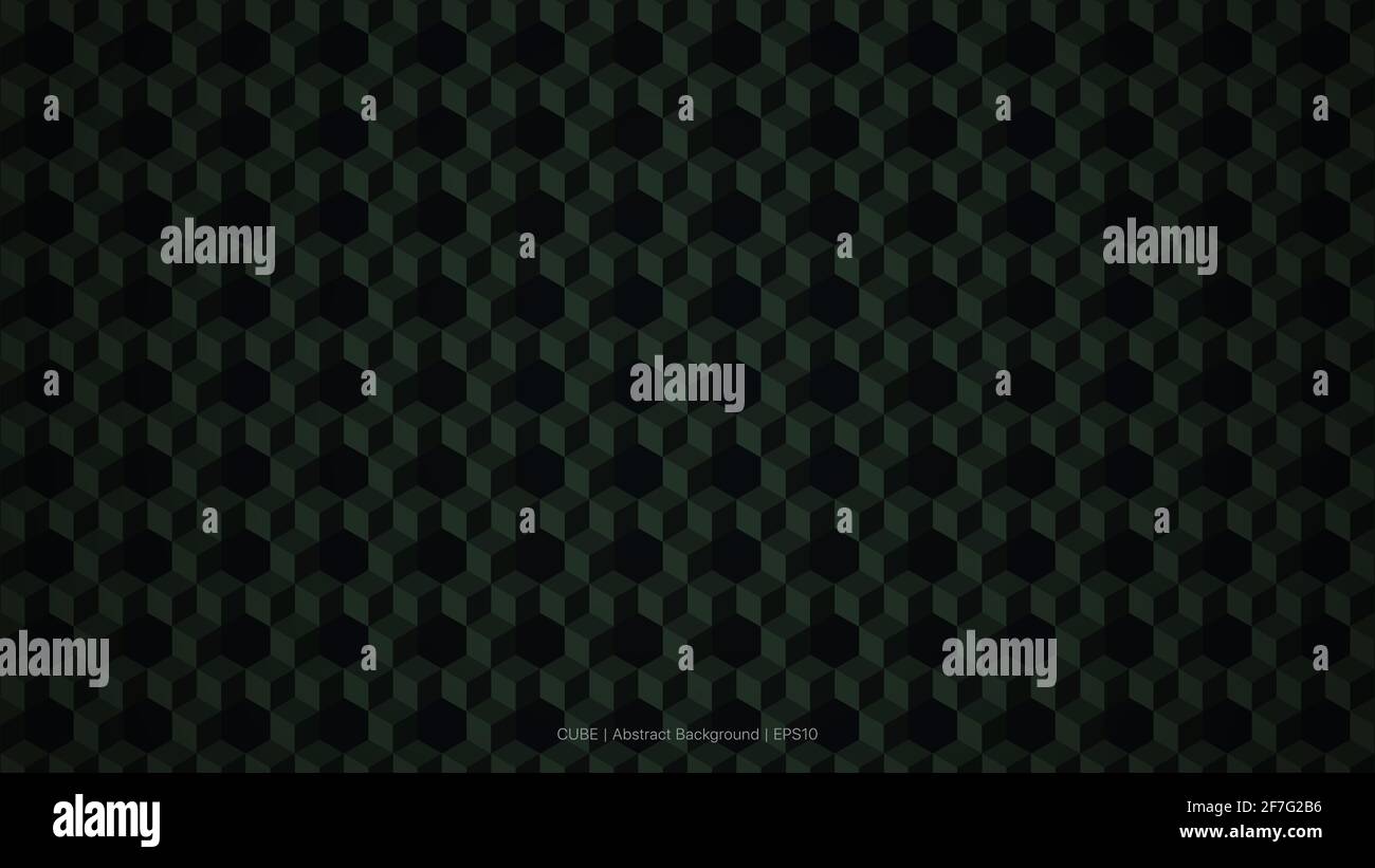 Dark Green Cube Geometric Abstract Background. Cube Pattern Background ...