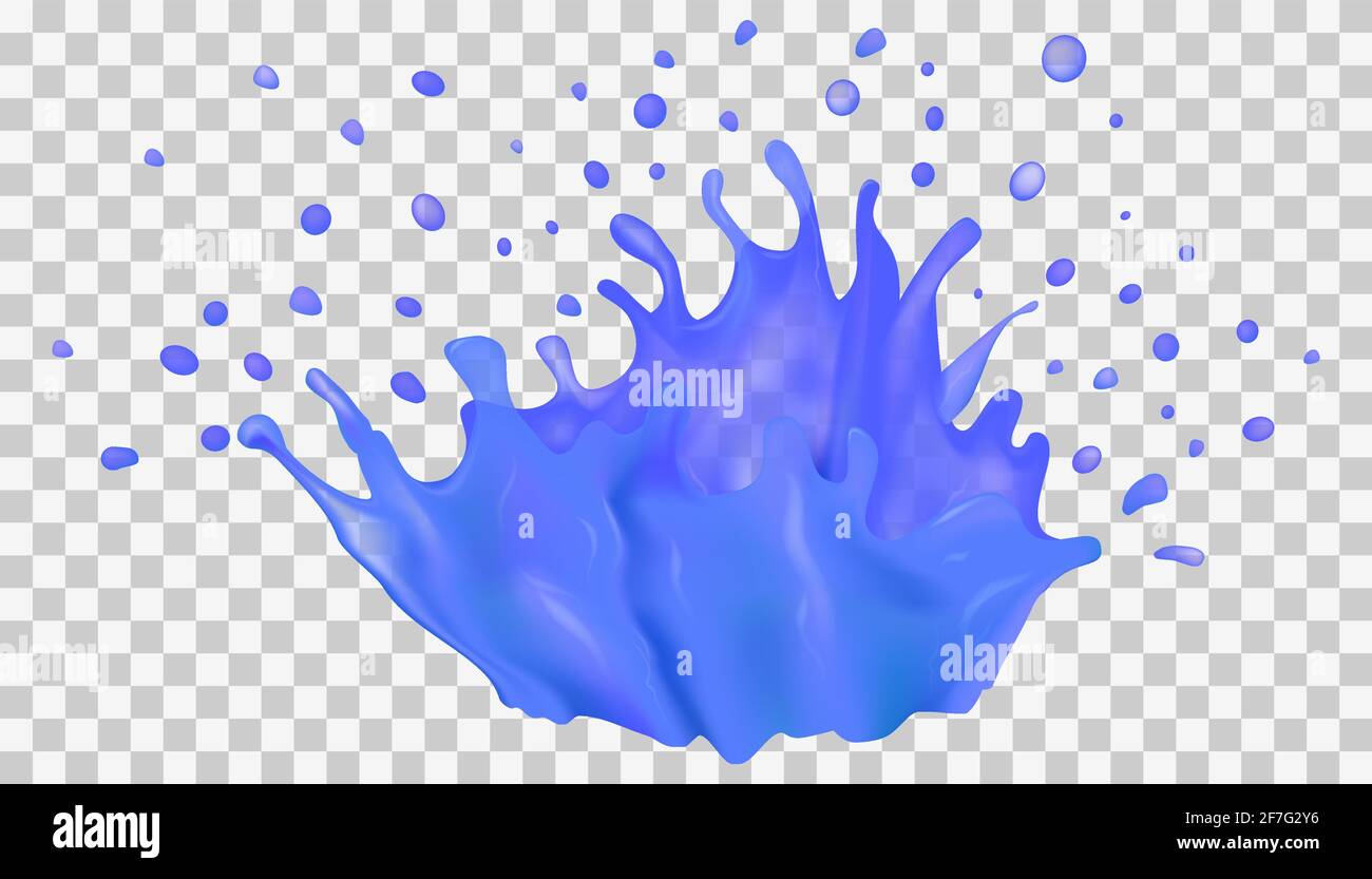 Blue transparent splash. Liquid ink or juice, realistic illustration ...