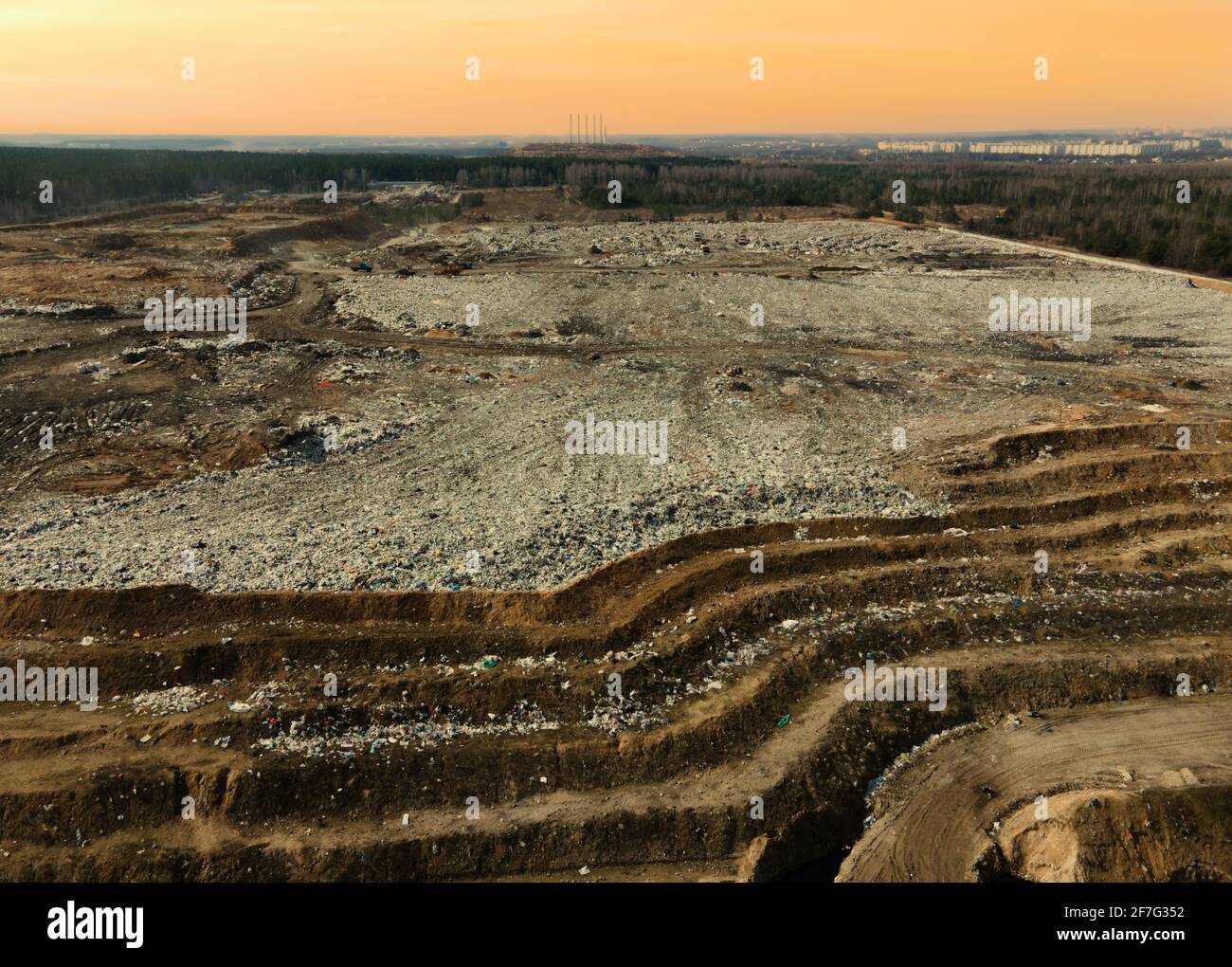 Garbage dump with plastic bags and food waste. Recycling of waste on ...