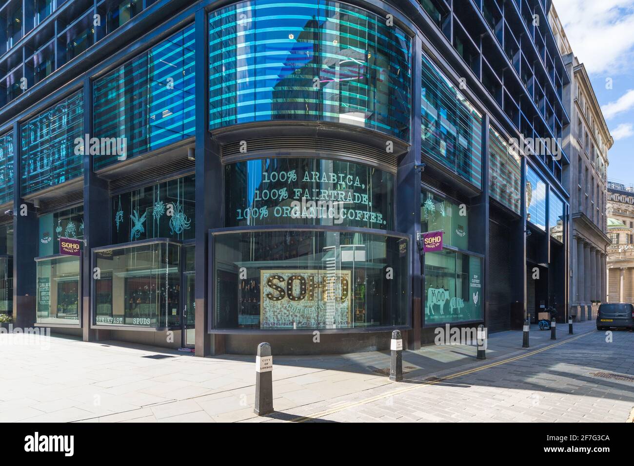 Exterior of the SOHO Coffee Co. Coffee shop and restaurant ...