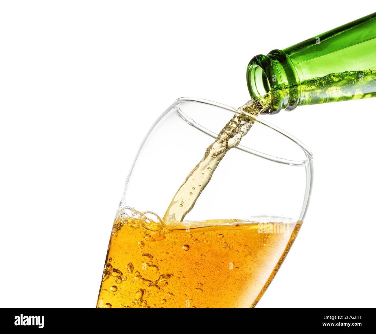 bottle pouring beer in a glass on white background Stock Photo - Alamy