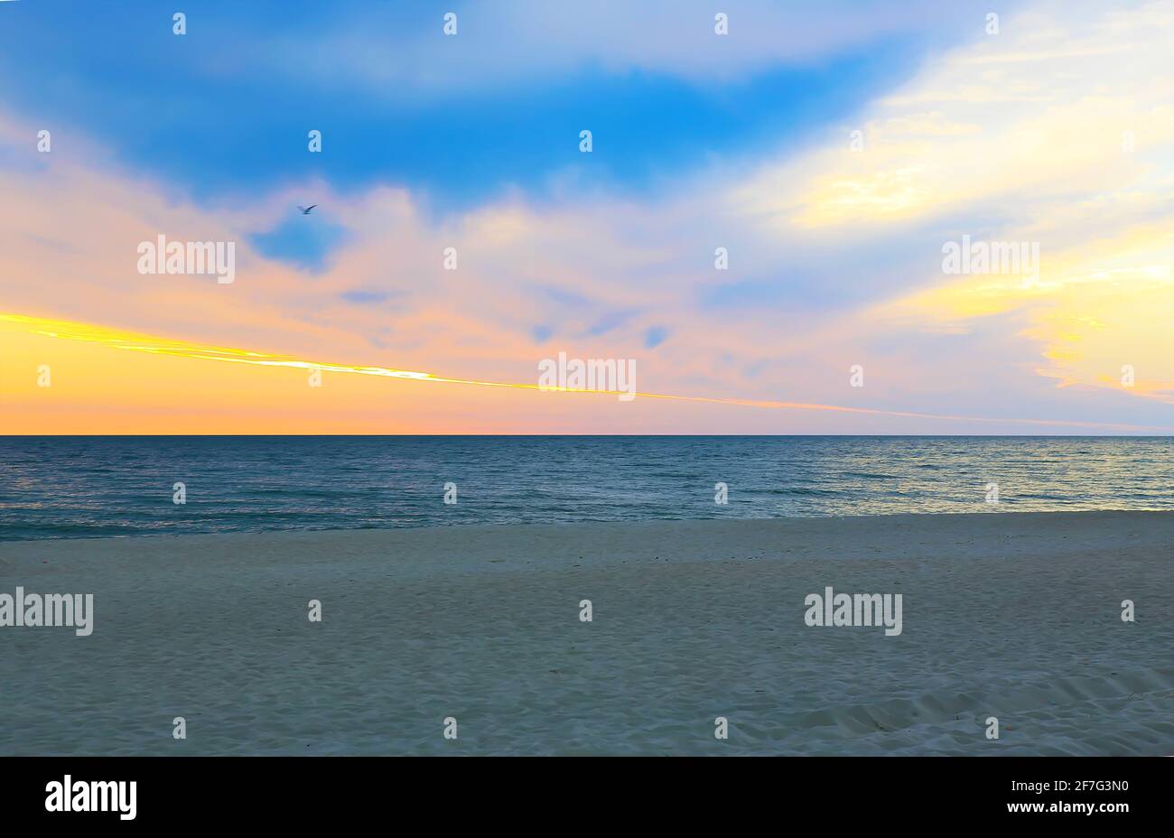 Beautiful sunset on the beach. Landscape Stock Photo - Alamy