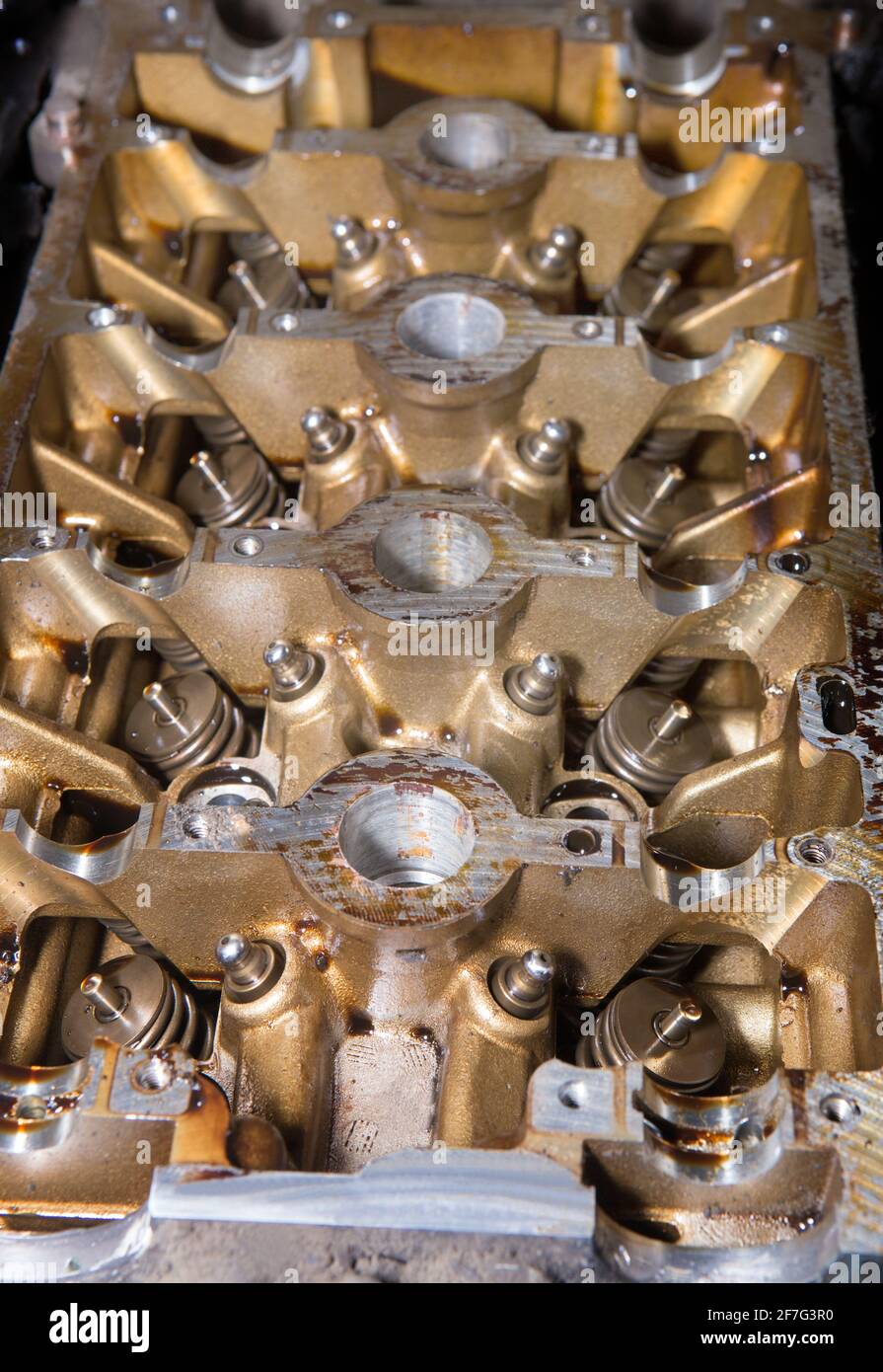 cover of block of petrol engine with cam-shafts Stock Photo - Alamy