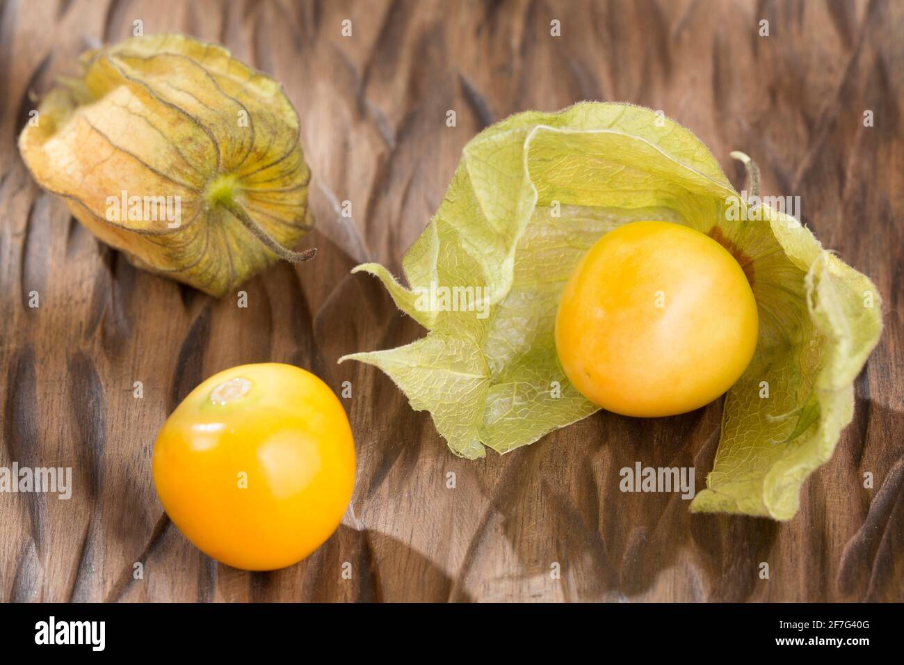 Golden berry, tropical fruit uchuva. top view - Physalis peruviana ...