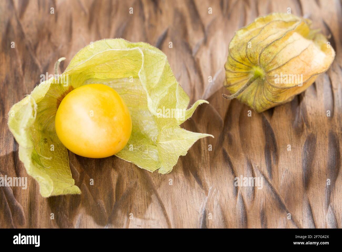 Golden berry, tropical fruit uchuva. top view - Physalis peruviana ...