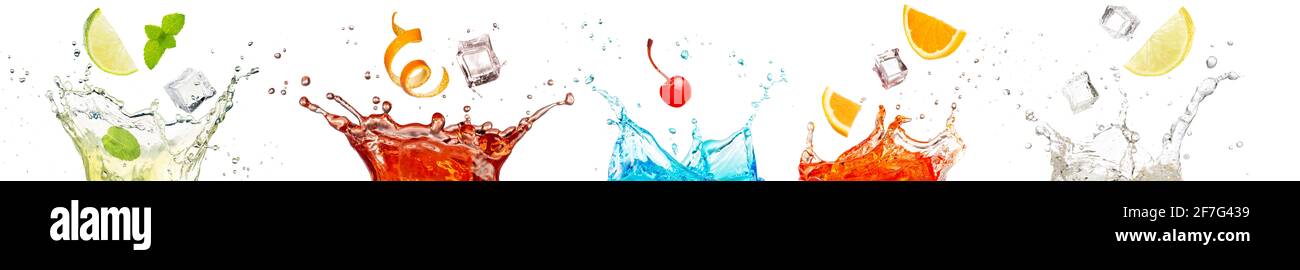 cocktail splash collection isolated on white background Stock Photo - Alamy