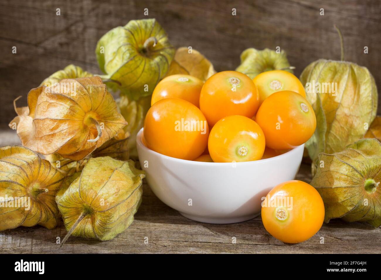 Golden berry, tropical fruit uchuva. top view - Physalis peruviana ...