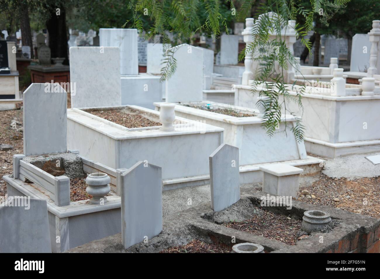 Graves and tombstones at Muslim cemetery. Graves background Stock Photo ...
