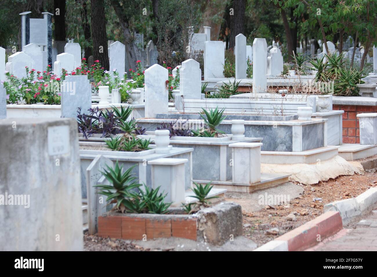 Islamic graveyard background. Muslim cemetery. Turkey, Europe Stock ...