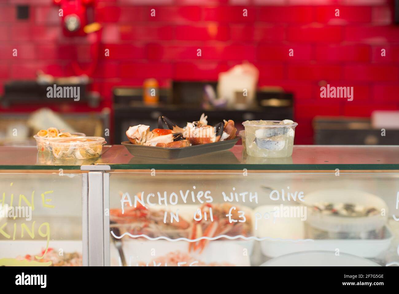Seafood takeaway counter Stock Photo - Alamy