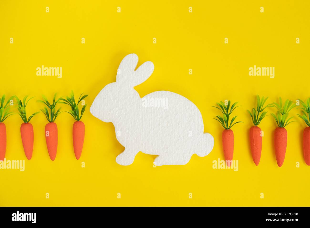 White rabbits and carrots, Easter pattern with bunnie. Minimal Easter ...