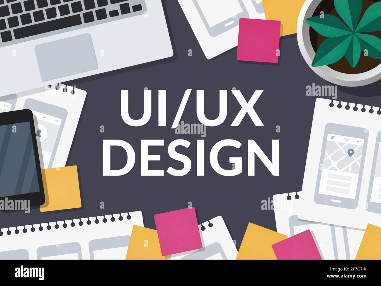 UI UX design concept. User experience designer workspace with mobile ...
