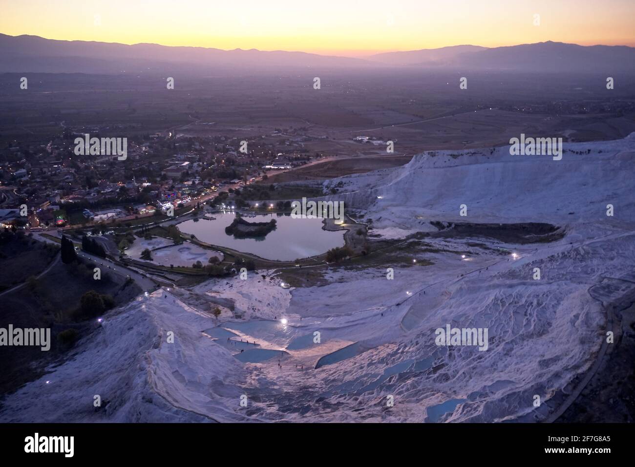 Natural travertine panoramic view, Pamukkale, Turkey. Top view Stock ...
