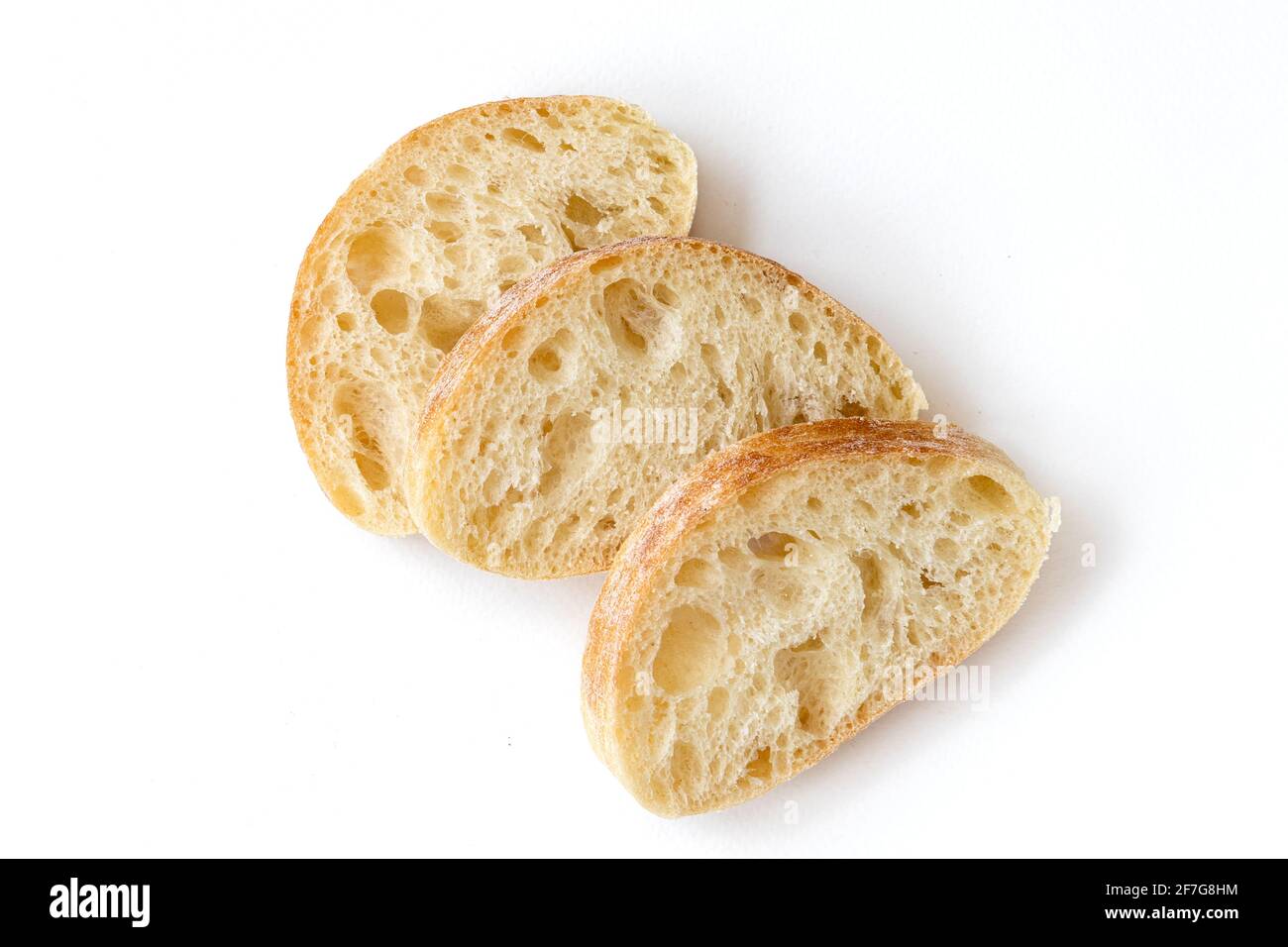 Slice of Chiabata bread isolated on white background, top view. Sliced ...