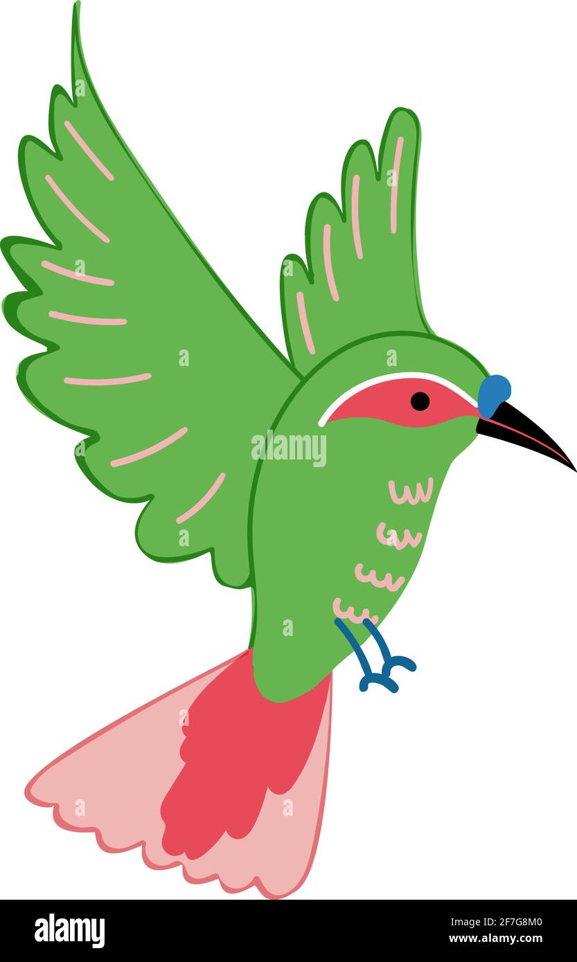 Flat vector icon of green flying hummingbird Stock Vector Image & Art ...