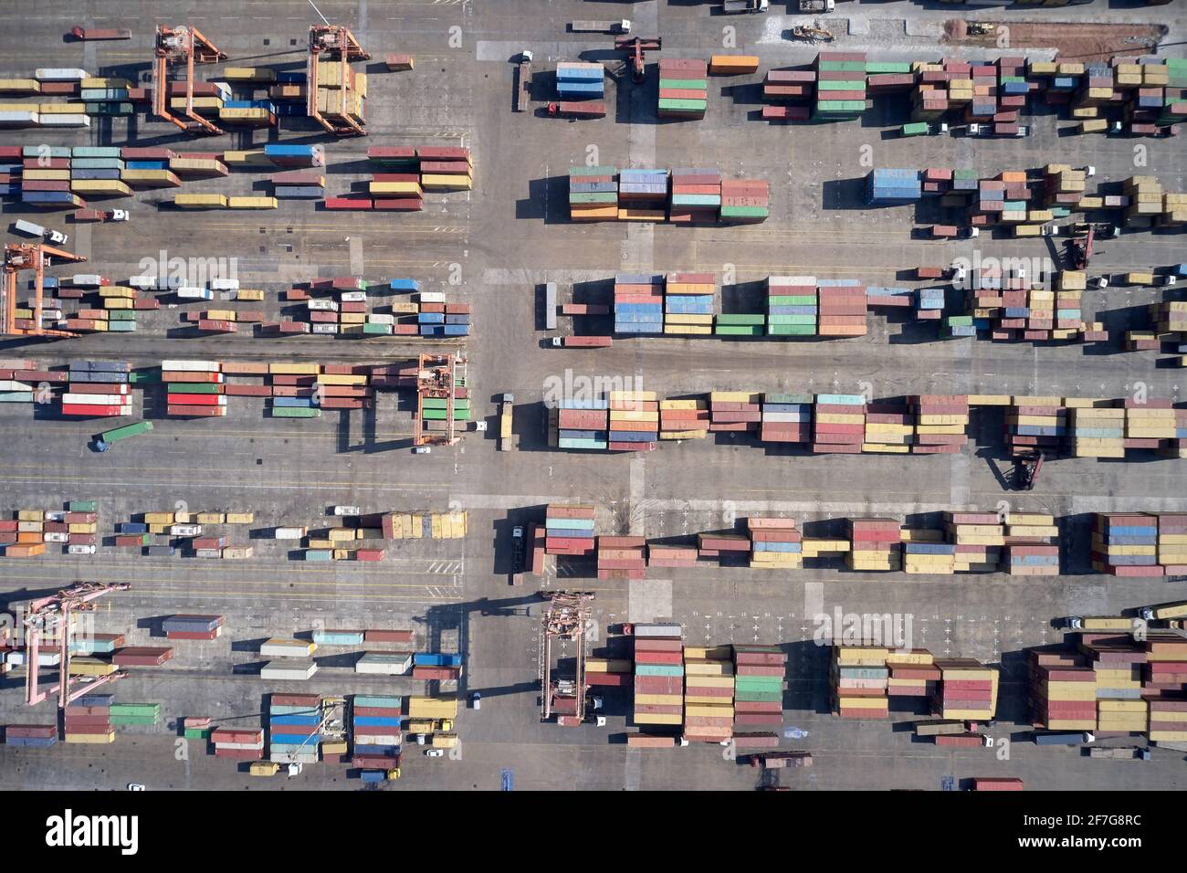 Aerial view of dock with containers. Izmir, Turkey Stock Photo - Alamy