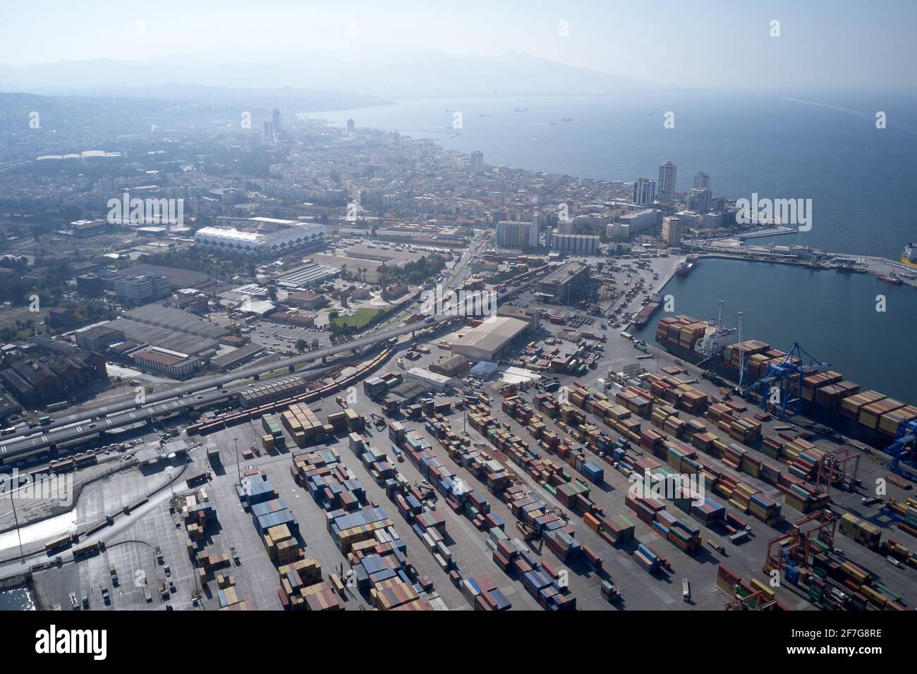 Aerial view of Izmir port. View from drone Stock Photo - Alamy