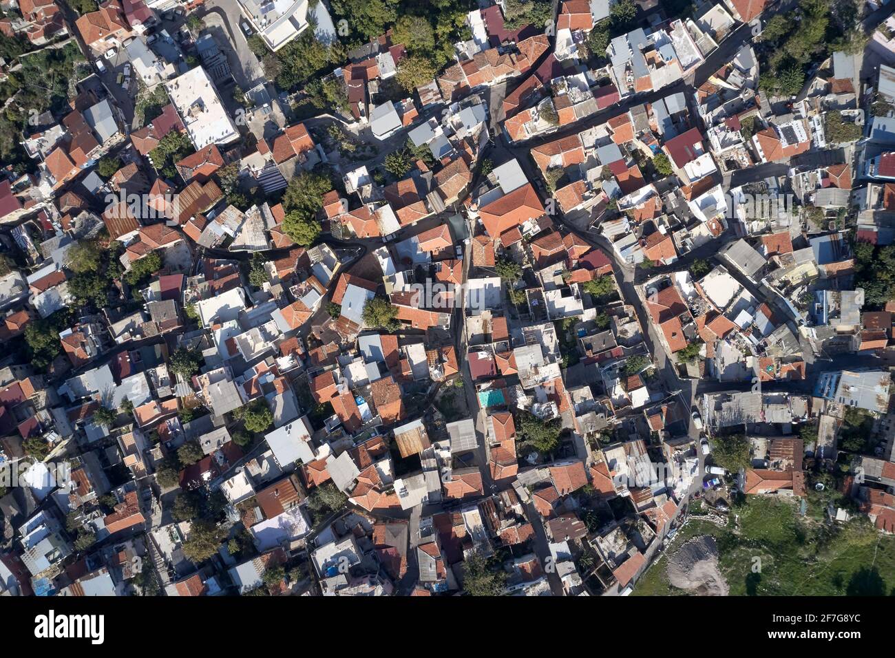 Top view of houses with red roofs Stock Photo - Alamy