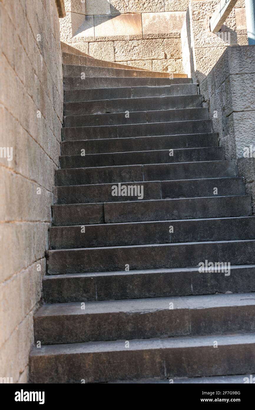 A fragment of a building with stone steps. Lots of stairs Stock Photo ...