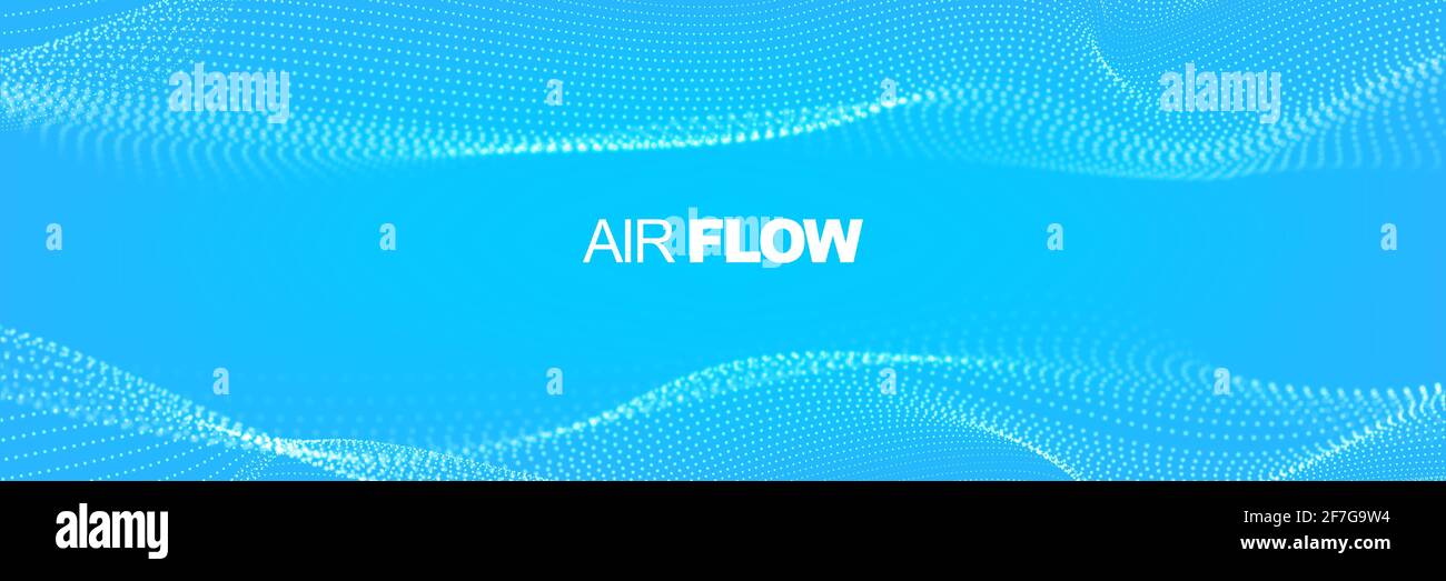Particle waves showing a stream of clean fresh air. Flowing particles ...