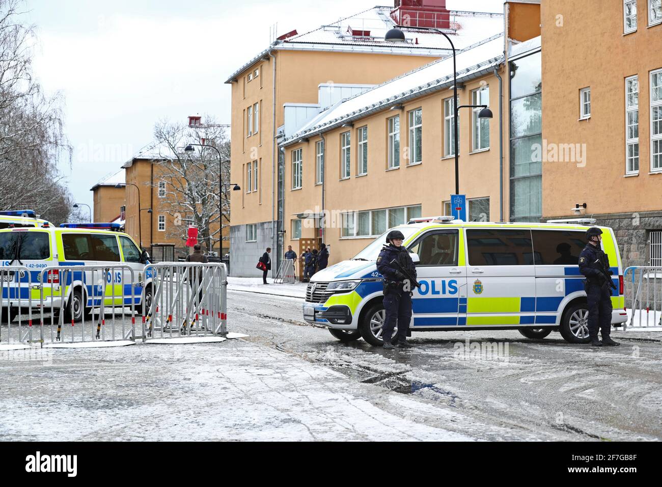 Police outside Linköping District Court.On Wednesday, an eight-week ...