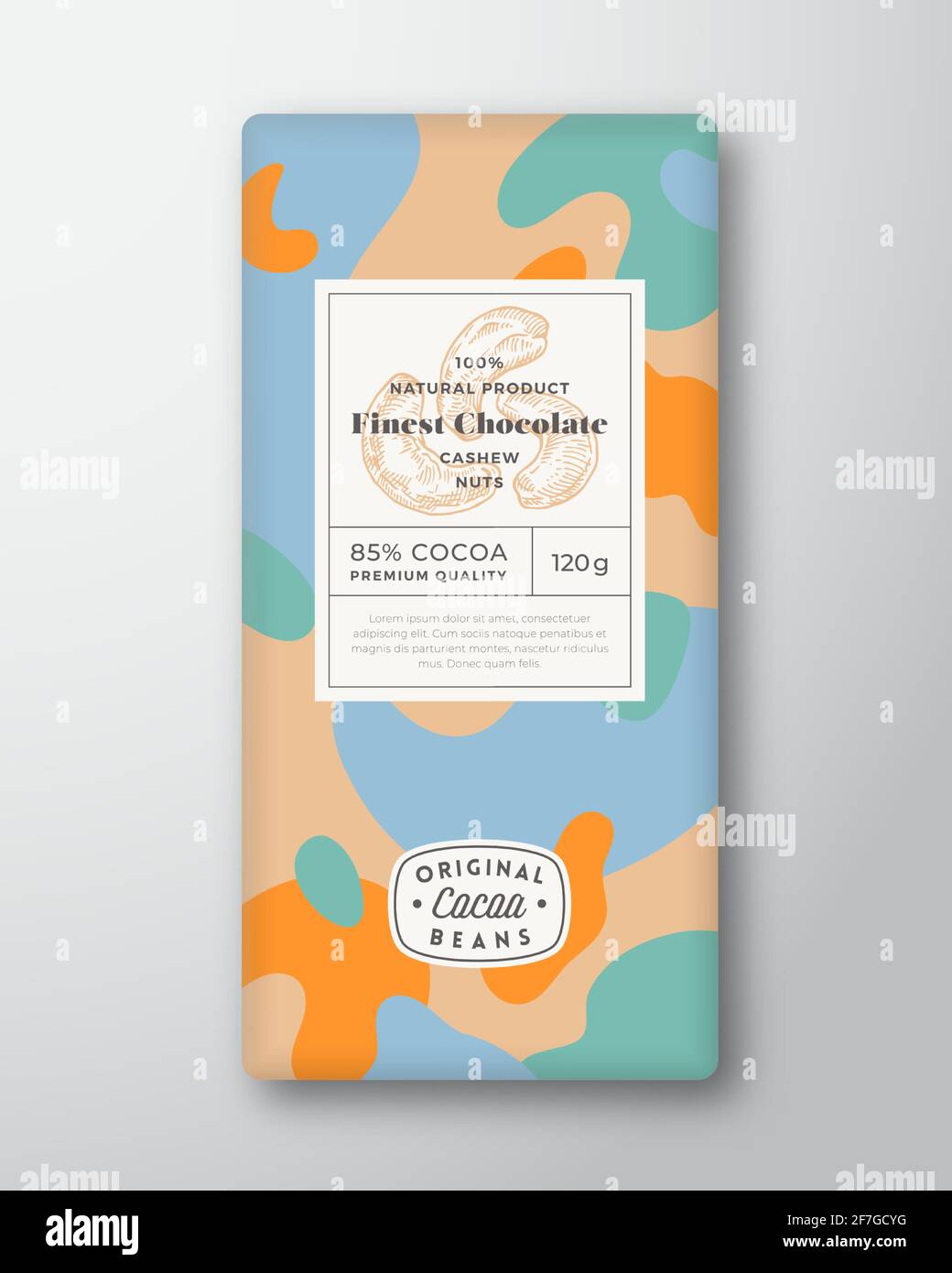 Nuts Chocolate Label Abstract Shapes Vector Packaging Design Layout ...