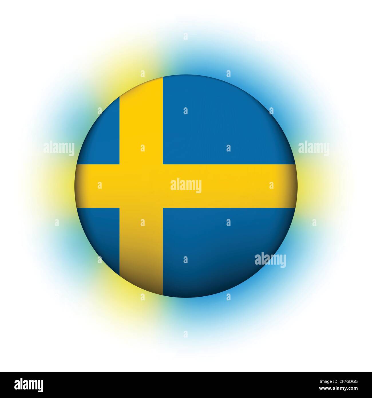 Glass light ball with flag of Sweden. Round sphere, template icon ...